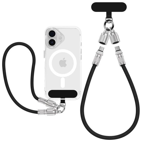 Type-C to C ストラップ型ケーブル 1本で2役 65W/1.2M Type C ケーブル 携帯ストラップ 手掛け 首掛けストラップ iPhone 16ケーブル 落下防止 紛失防止 断裂を防ぐ iPhone16/15シリーズ充電ケー...