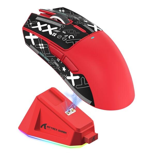 ATTACK SHARK X11 ゲーミングマウス ワイヤレス 無線 2.4g/Bluetooth/USB-C 超軽量63g 22000DPI 充電ドック付き 最大65時間動作 技適取得済み （レッド）商品コード：49076271879カラ...