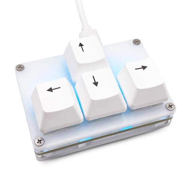 BTXETUEL Mini 4キーキーパッド WASD 矢印キーキーキャップ キーボード 片手メカニカルゲーミングキーパッド プログラム可能 USB-C カスタマイズキーボード 仕事やゲーム用 (白、矢印キーキャップ 2)商品コード：490...