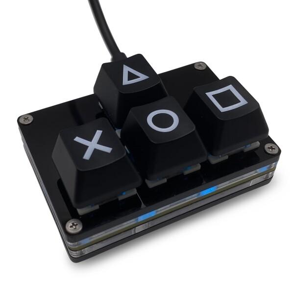 BTXETUEL Mini 4キーキーパッド WASD 矢印キー キーキャップ キーボード 片手メカニカル ゲーミングキーパッド プログラム可能 USB-C カスタマイズキーボード 仕事やゲーム用 (ブラック, X-Bキーキャップ)商品コー...