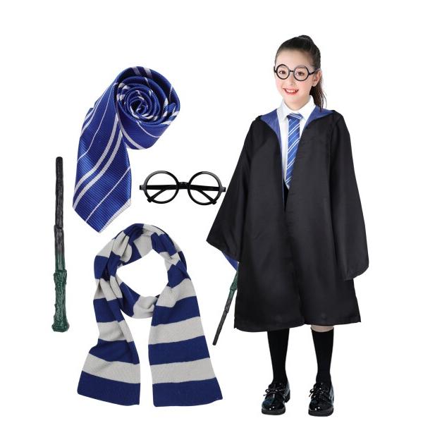 (LAMONKE) ハリーポッター 子供用 コスプレ 寮服 ハロウィン 仮装 キッズコスチューム ローブ マフラー 眼鏡 ネクタイ 魔法の杖 フル5点セット 子供コスプレ パーティー クリスマス 誕生日 USJ ユニバー 学園祭 イベント ...