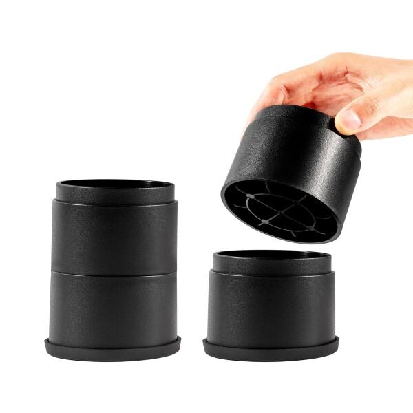 継ぎ脚 高さ調整脚 継足 底上げ 延長脚 アジャスター ベッド・テーブル・ソファ・机・こたつ 高さを上げる足 テーブル脚台 洗濯機台 暖房器具 (耐荷重1000kg) 丸型 ブラック 高さ5.3cm 重ねて使えば高さがアップ商品コード：49...