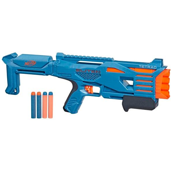 Nerf Elite 2.0 Tetrad QS-4ブラスター、ナーフエリートダーツ4本、バレルブラスト4本、カスタマイズ機能用タクティカルレール、ポンプアクション。商品コード：49076412525型番：F5025T6Aサイズ：3.8 x...