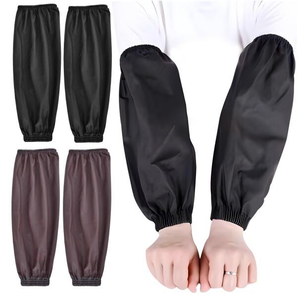 (ZHEJIA) 腕カバー  撥水加工済み腕カバー 防水 アームカバー 撥水袖カバー 汚れ防止 耐油 軽量 薄い ロング丈 PUレザー 袖カフス 農作業 作業用 園芸作業 水仕事 台所クリーニング 洗車用 家庭用 男女兼用（黒+コーヒー）商...