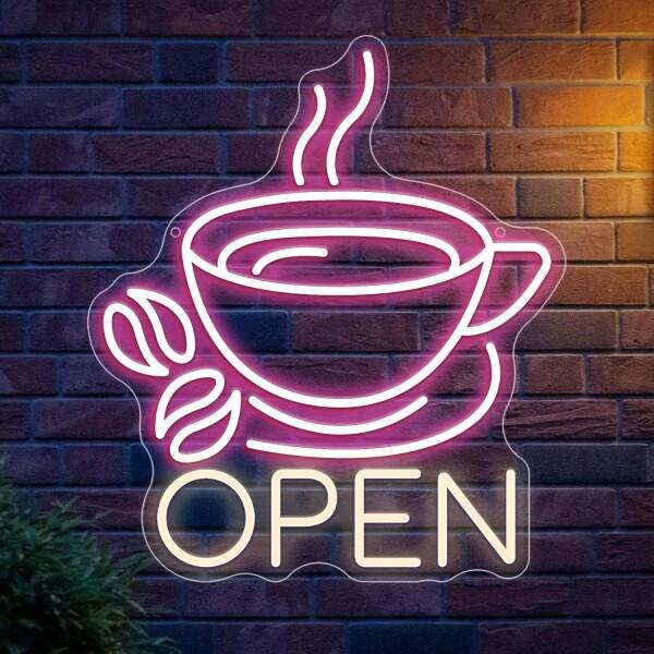 コーヒーカップオープンLEDネオンサイン ビジネスウォールデコレーションCoffee Openネオン管 ネオンコーヒーサイン コーヒー バーの壁装飾 カフェレストラン キッチン ショップウィンドウウェルカムサイン商品コード：49076459...
