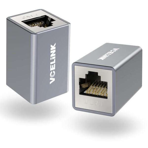 VCELINK Cat7 lanケーブル 延長コネクタ メス‐メス Cat7/Cat6a/Cat6/Cat5eケーブル用 中継コネクタ 10Gbps シールド lanケーブル接続コネクタ グレー 2個入り商品コード：49076468480型...
