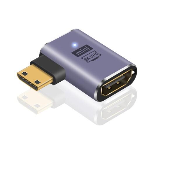 Poyiccot HDMI ミニHDMI変換アダプタ L字、8K Mini HDMI2.1 変換アダプタ48Gbps 超高速 HDMI2.1 規格 オス-メス変換アダプタ対応3D, 8K@60hz, 4K, 2160P, 1080Pなどに,...