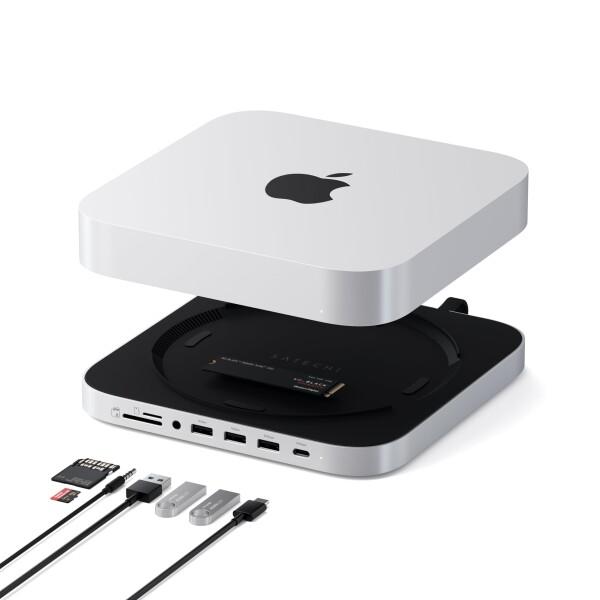 SATECHI Mac Mini ドッキングステーション ハブ &amp; スタンド NVME/SATA M.2用SSDエンクロージャー USB C 10Gbps USB A 3ポート 5/10Gbps高速データ転送 2.0オーディオジャッ...