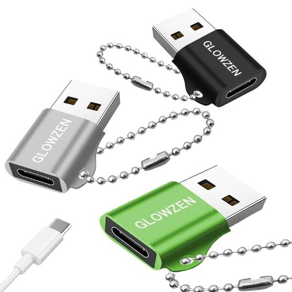 GLOWZEN usb c 変換アダプタ タイプc 変換 3個セット usb 3.0（オス）type-c（メス）変換アダプタ 急速充電 480Mbps 高速伝送商品コード：49076468521型番：GLOWZEN-WT064カラー：ブラッ...