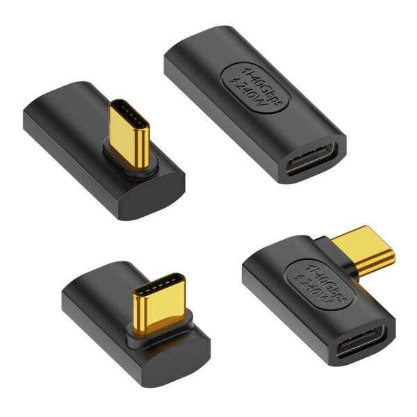 Duttek 90度 USB Cアダプター 240W USB Cメスメスアダプター L字型USB Cアダプター 40Gbps Thunderbolt 4対応 Thunderbolt 4ケーブル MacBook Steam Deck iPho...