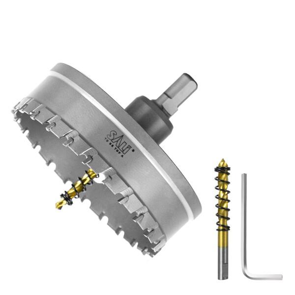 SALI 超硬 ホールソー 穴あけ ステンレス 110mm 切削工具 ホールカッター ドリルビット 電動ドリル ドライバー対応 石膏ボード・プラスチック・木材・合板・鉄板・アルミ板適用 組み立て簡単商品コード：49076477588型番：T...