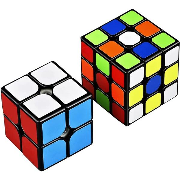 QiYi マジックキューブ 2個 セット 2x2 3x3 (2022最新) Magic Cube 魔方 競技用 立体パズル ポップ防止 (ブラック 2個)商品コード：49076495479型番：QY-QHBT2021年、マジックキューブ 魔...