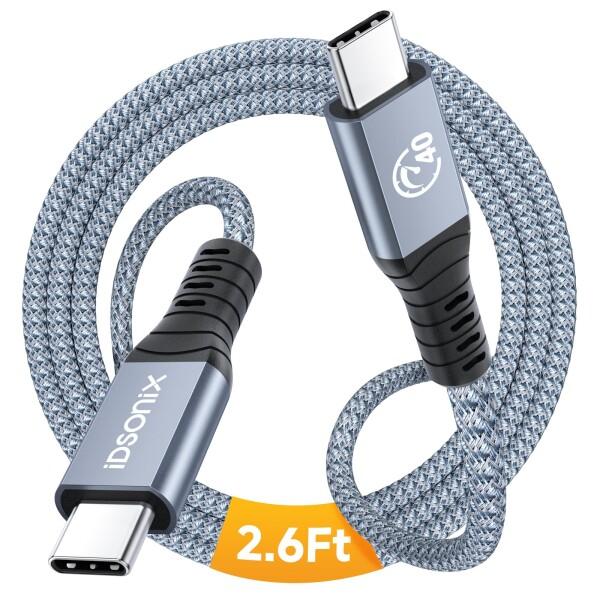iDsonix USB Type C ケーブル 長さ 80CM、40Gbps 高速データ転送、8K@60Hz ビデオ出力、PD3.0 100W 急速充電、Thunderbolt 4 ケーブル、MacBook Air Pro、iPad Pro...