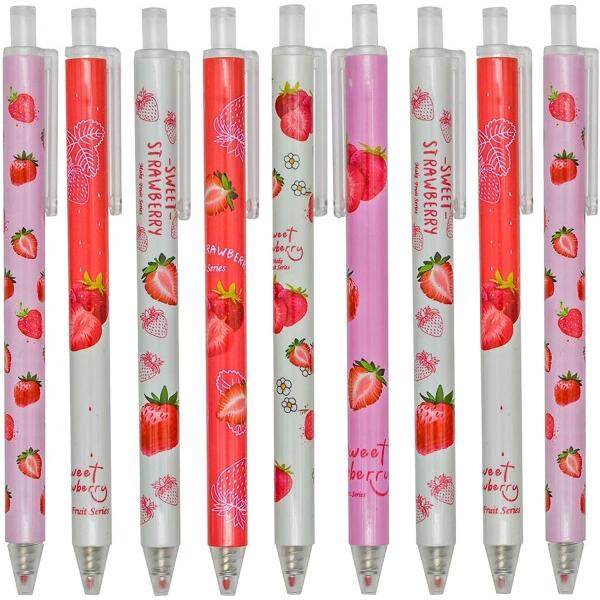 Maydahui かわいい いちご イチゴ フルーツ ノック式 ボールペン 12本セット 0.5mm 黒 インク おしゃれ 果実 ジェル ボールペン 文房具 手帳用 筆記用 ギフト プレゼント 子供 学生商品コード：49076512075型...