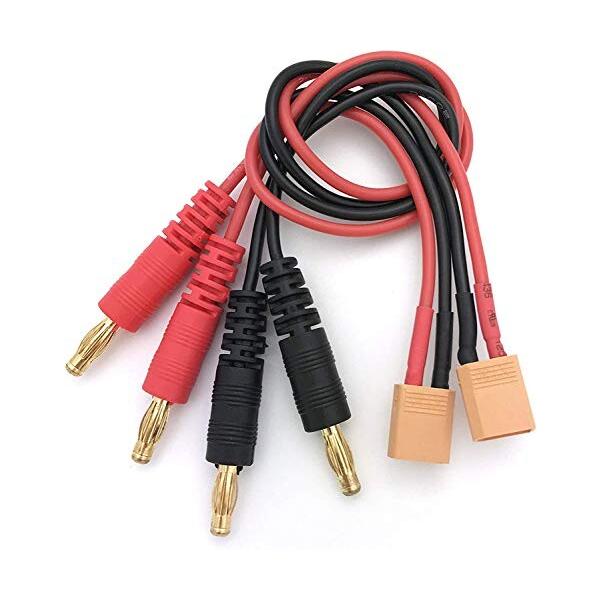 FLY RC 2本 XT30オスプラグコネクタアダプターを30cm 16awgケーブルワイヤで4mm4.0mmバナナプラグコネクタアダプターに変換する商品コード：49076512649型番：FLY-RC--charge-cableコネクタ:...