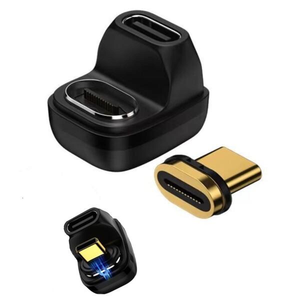 fine-R USB-C マグネット 式 方向 変換 アダプター USB4 TYPE-C U型 USB4.0 高速充電 PD充電 100w 高速データ転送 40Gbps タイプc type-c 変換アダプタ U字 オス メス USB C コ...