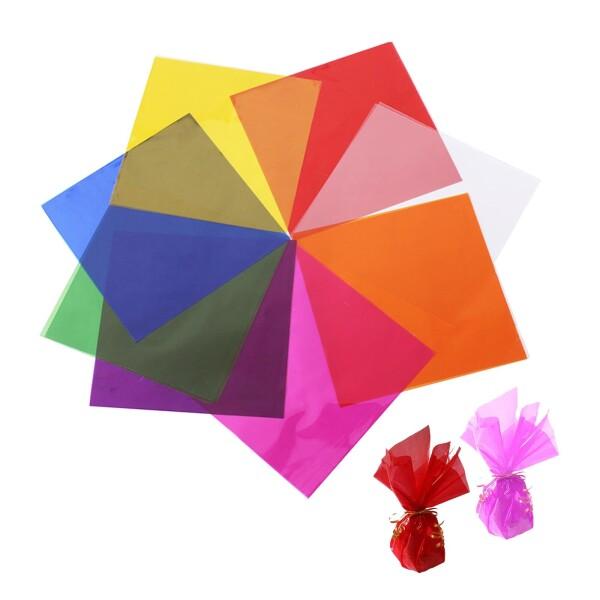 Coollooda セロファン （160枚セット） カラーセロハン セロファン紙 ラッピング 装飾 色付き透明シート diy 梱包 手芸 子供達の工作 ディスプレイに トリート クリスマスツリーラッピング用プラスチックラップ 8色 （ 19...