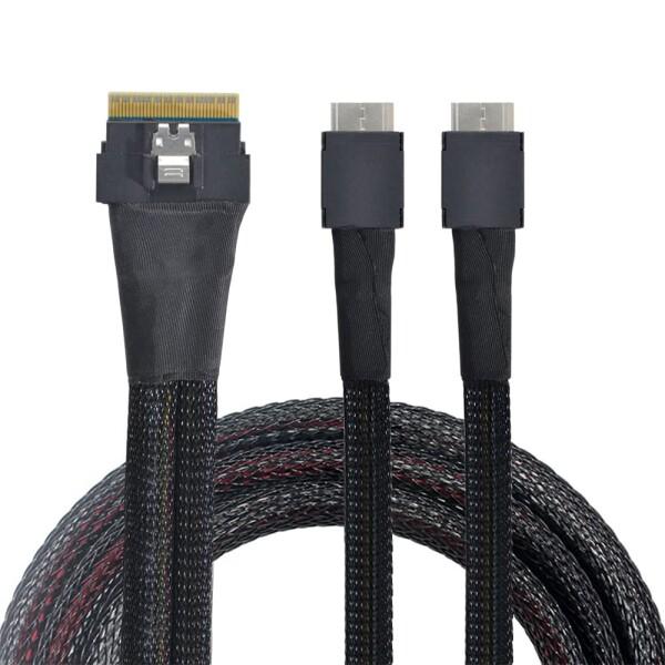 NFHK PCI-E Ultraport Slimline SAS Slim 4.0 SFF-8654 8i74pinからDualOculinkSFF-8611ケーブル50cmPCI-Express商品コード：49076540233型番：N...