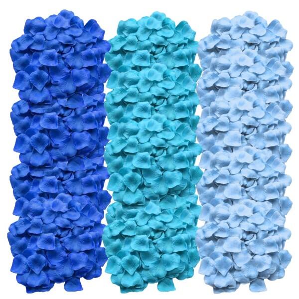 花びら 3000枚セット ブルー系 フラワーシャワー 薔薇 バラの花びら ローズ 造花 プロポーズ 飾り 結婚式 ウエディング ２次会 誕生日 お祝い クリスマス パーティー用飾り 桜吹雪 撮影 演出小物 人気 青 (３種ブルー)商品コード...