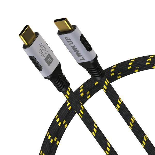 LINKUP - USB 4.0 240W 40Gbps Type-C Thunderbolt 4 ケーブル (0.9m) 8K/60Hzビデオ、高速データ転送、急速充電、耐久性のあるスリーブ付きジャケット - iPhone 15/16 P...