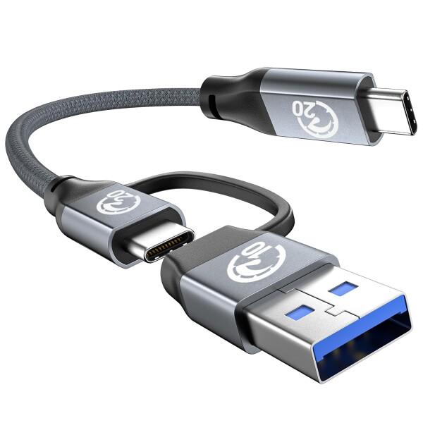 UseBean 240W USB C ケーブル 0.2M，PD3.1 超急速充電USB 3.2 Gen 2 20Gbps データ転送 4K 60Hz映像出力 高耐久ナイロンUSB-A/C &amp; USB-CケーブルiPhone 15, ...