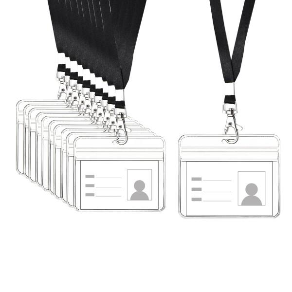 ASTAR 社員証ケース 横型 ネームホルダー 名札 両面用 吊り下げ名札 社員証 透明色名札ケース PVC製防水機能 IDカードホルダー 首掛け カード 通勤 名刺 展示会 イベント用 (10枚)商品コード：49076566832型番：6...