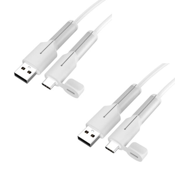 （2ペア) 充電ケーブル プロテクター USB-A to USB-C/Type C ケーブル ケース カバー 保護ケース 保護カバー 断線防止 シリコン製 データラインプロテクター 保護セーバー 汚れ防止 耐摩耗性 Android 充電ケー...