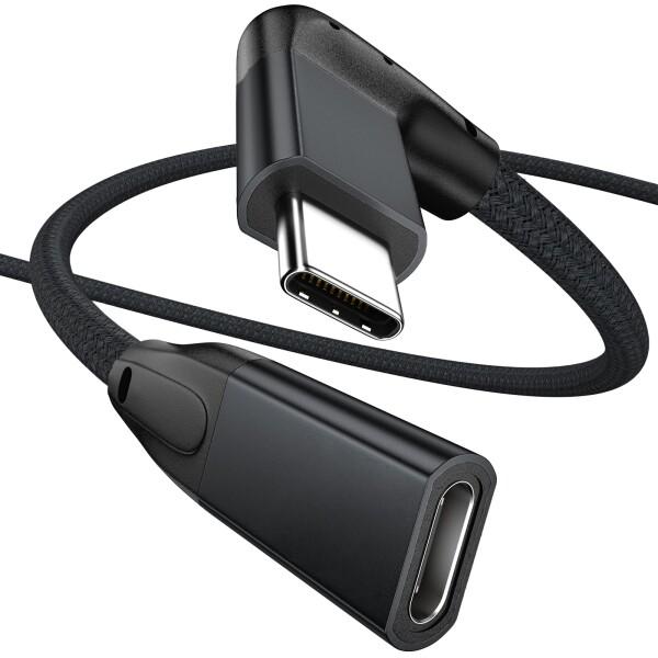 UseBean USB type C 延長ケーブル L字型 3M, 直角90度 USB-C 3.1 Gen 2 10Gbps高速データ転送PD 100W急速充電USB Cオス-USB Cメス 4K@60HZ映像出力 タイプc延長コード iP...