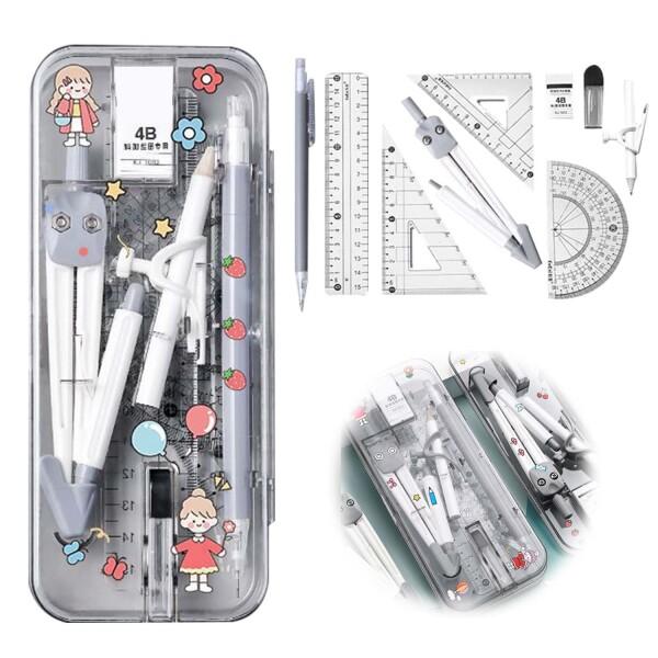 算数セット 分度器 作図ツール 三角定規 幾何学 図面算数 携帯実用 中学校用 小学校用 教師用文房具 学用品商品コード：49076592575型番：LWY-yuanguichizitaozhuangカラー：無色 (Mushoku)【素材】...