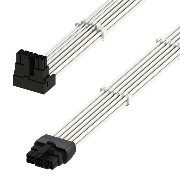 LINKUP - AVA Left Angle 600W PCIE 5.0 16Pin (12+4) High Current Power Cable | 成形、はんだ付き、スリーブタイプ16AWG | RTX5000・RTX4000・RT...