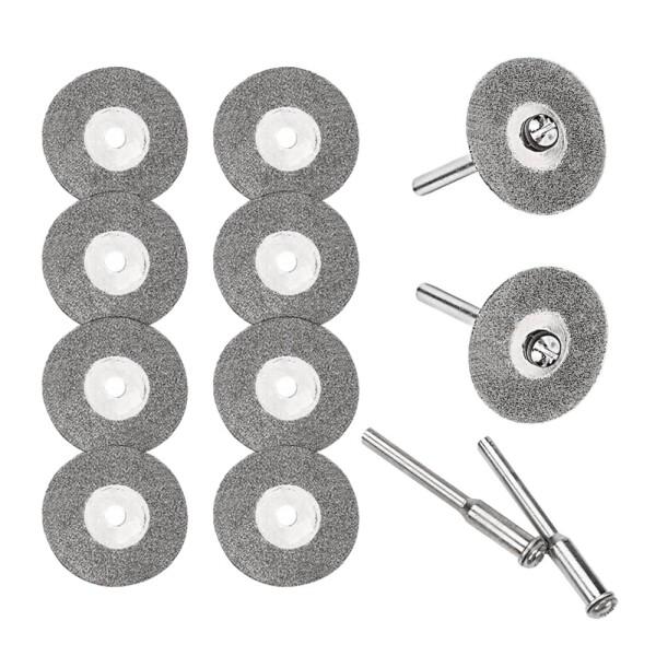 YFFSFDC ミニダイヤモンドカッター 直径22mm 10枚入り 2.35mm軸2本付 3mm軸2本付 ダイヤモンドカッティングディスク ダイヤモンドビットブレードセット ミニルーター/ルーター/リューター用 シルバー (丸穴なし)商品コ...