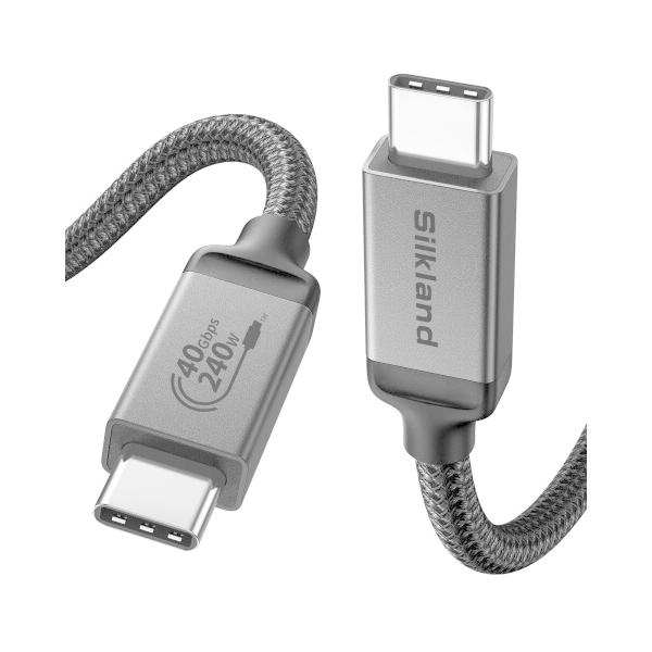 Silkland Thunderbolt 4 ケーブル互換 (USB-IF 認証) USB4 ケーブル 40Gbps 1M、Thunderbolt 5 とUSB-Cと下位互換 PD3.1 240W 48V/5A 急速充電 8K@60Hz H...
