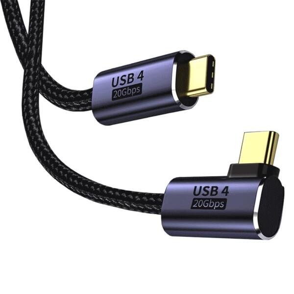 USB4 Type-C ケーブル L字 PD対応 100W急速充電 Thunderbolt 3対応 20Gbps高速転送 8K/60Hz映像出力 ナイロン編みMacBook、Pad、Surface、Switch、Xperia、Galaxy、...