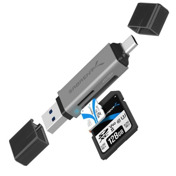 SABRENT USB 3.2 Gen 1とUSBタイプC OTGカードリーダー SD, SDHC, SDXC, MMC/マイクロSD、T-Flashに対応（CR-BCA2）商品コード：49076693096型番：CR-BCA2サイズ：2ス...