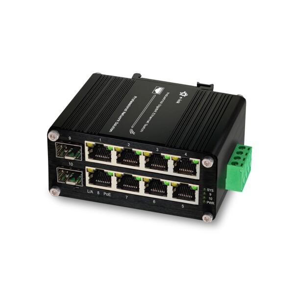 産業用ギガビット PoE ファイバスイッチ 8 ポート PoE イーサネットスイッチ、 100/1000M 適応型 2 SFP スロット付き DIN レールアンマネージド 10/100/1000Mbps 小型ネットワークスイッチ IEEE8...