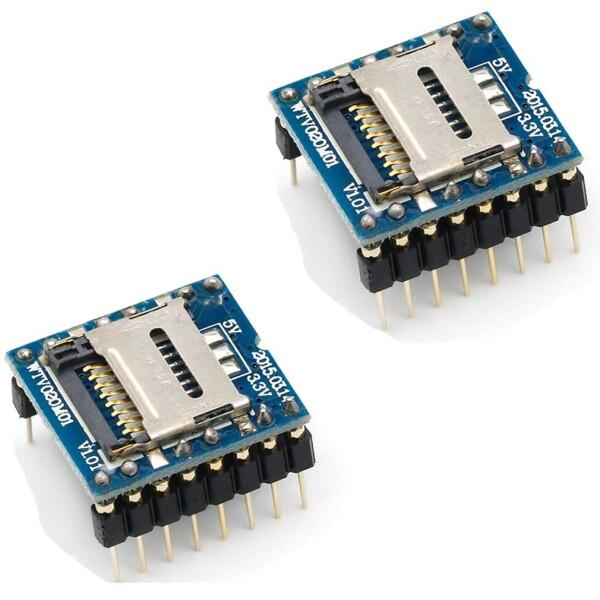 Hailege 2個セット WTV020-SD UディスクオーディオプレーヤーMP3サウンドモジュール音声モジュールSDカードスロットUART 232 Arduino用商品コード：49076696093型番：H-A-0463WTV020チッ...