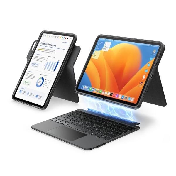 HOU iPad キーボードケース for iPad Air 11インチ(M3/M2)/ Air 第5/4世代 &amp; iPad Pro 11(2022-2018) 磁気着脱式ケース、大型高精度タッチパッド、縦横置き対応、弾性ペンホルダ...