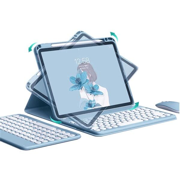 マウス付き iPad Air 11インチ2026/2025/2024 用のキーボードケース iPadPro11 第 4 3 2 1世代用の/ Air5 /Air4 用 360度回転式 マグネット 分離式 透明カバー 取り外し可能 Bluet...