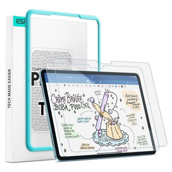 ESR ２枚入り iPad Air 13インチ M4/M3/M2 (2026/2025/2024 第8/7/6世代)用 ペーパーライクフィルム 紙の上ような感触 スクリーン保護 9H強化ガラス ガイド枠付き アンチグレア 反射防止 ペン先に...
