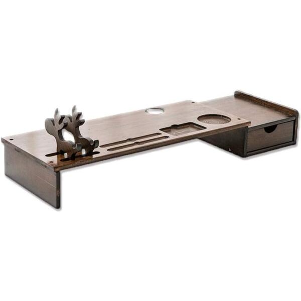 Anberotta モニター台 2段 木製 パソコン台 机上台 パソコン スタンド 机上ラック 引き出し付き pc台 机上収納マウス キーボード収納 オーガナイザー N-J143-D (ダークブラウン)商品コード：49076698237型番...