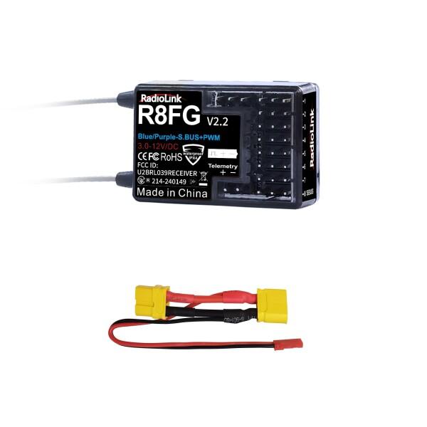 Radiolink R8FG 2.4Ghz V2.2 3ms 遅延 8 チャンネル ジャイロ受信機、電圧テレメトリー、防水 RX RC クローラー車ボート ラジオ コント ローラー用、RC8X/RC6GS V3/RC4GS V3/RC6GS...
