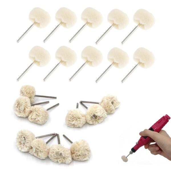 TVETE リューター バフ 羊毛フェルト バフ ウール 研磨ヘッド 2種類 2.35mm軸 ホイール型 ミニルーター ビット バフ 電動 ドリル ルーター ビット 鏡面研磨や金属磨き仕上げ 研磨バフ 回転ツール アクセサリー商品コード：4...