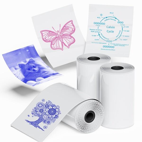 Pesuza 感熱紙 純正 Phomemo T02 M02X M02L 対応 感熱ロール紙 透明 ノーカットラベルシール ロール式ペーパー ミニサーマルプリンター専用 印刷用紙 シール 強粘着 再剥離 メモ、勉強、写真、手帳、落書き、整理収...