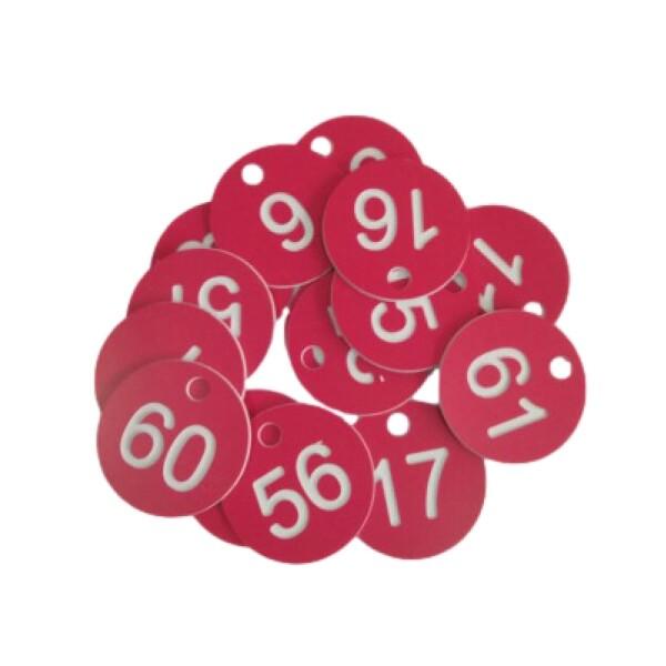 ENN LLC プラスチック製番号札 ロッカー・クローク用 1-100セット (ローズレッド＆ホワイトテキスト)商品コード：49077222044型番：ENN-247カラー：ローズレッド＆ホワイトテキスト1〜100番までの番号札100枚セッ...