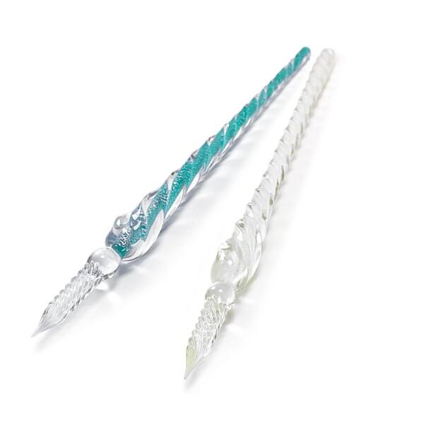 (Innocentia) ねじり ガラスペン (2本セット/箱付き) 透明感と華やかな色合い (エメラルドグリーン×ホワイト)商品コード：49077225010型番：JN-O0003カラー：エメラルドグリーン×ホワイト