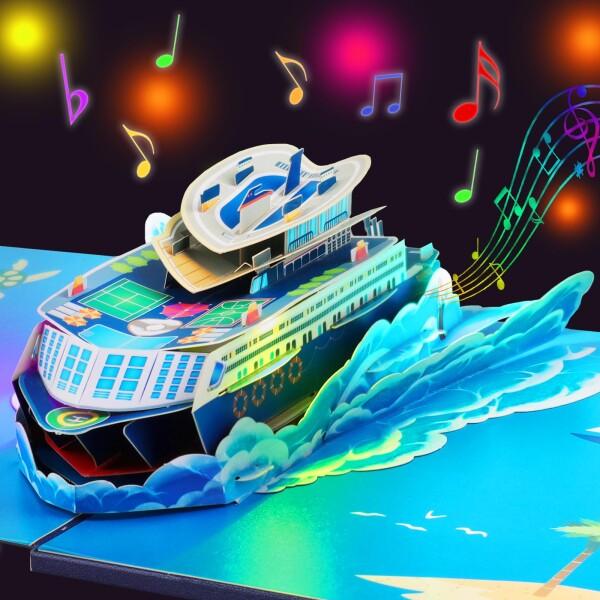 Magic Ants 3Dポップアップバースデーカード 男性向け ライトと音楽付き クルーズ船の挨拶 - お父さん、おじいちゃん、夫、男性の友人に - 封筒と空白のノートカード付き商品コード：49077226765型番：USA-MGANTS...