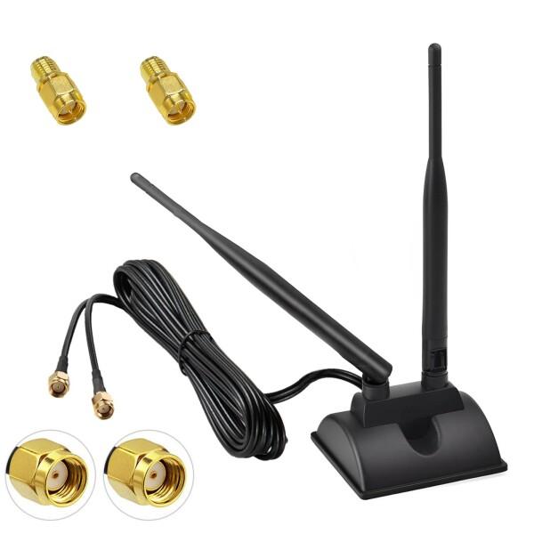 AQTAQ WiFi アンテナ 2.4GHz 5GHz デュアルバンド周波数 磁気 6dBi RP-SMA アダプター WLAN PCI WiFi カード ワイヤレス ルーター Bluetooth Dlink PCI-E WiFi ネットワ...