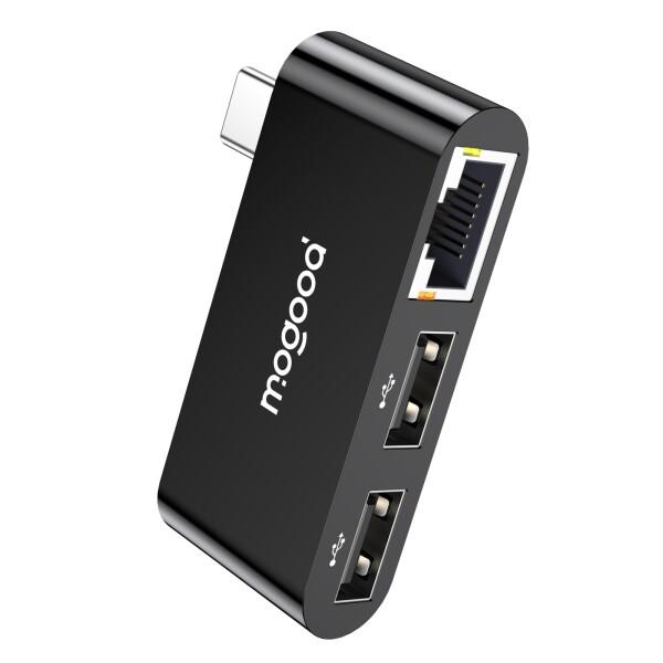 MOGOOD USB Cトランスイーサネットアダプタ、Type-Cギガビットイーサネットアダプタ、3-in 1 USB C（Thunderbolt 4/3対応）1000 Mbps RJ45 LANネットワークアダプタ、MacBook Air...
