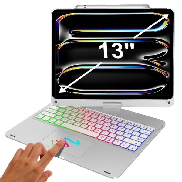 iPad Pro 13 インチキーボード M4 M5 専用 iPad Pro 13 キーボード付きケース 360°回転180°反転 タッチパッド付き スマート 7色バックライト急速充電可能 全面保護Bluetoothキーボ ード 一体式 A...