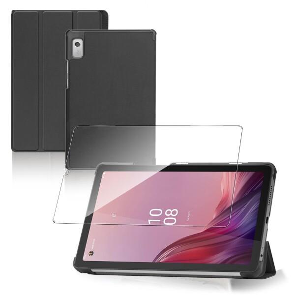 For Lenovo Tab B9 / M9 ケース フィルム セット Lenovo タブレット B9/M9 9.0インチ 用 保護ケース ガラスフィルム 軽量 保護カバー 角度調整 上質PU製 汚れ防止 全方位カバー 耐衝撃 +保護フィル...